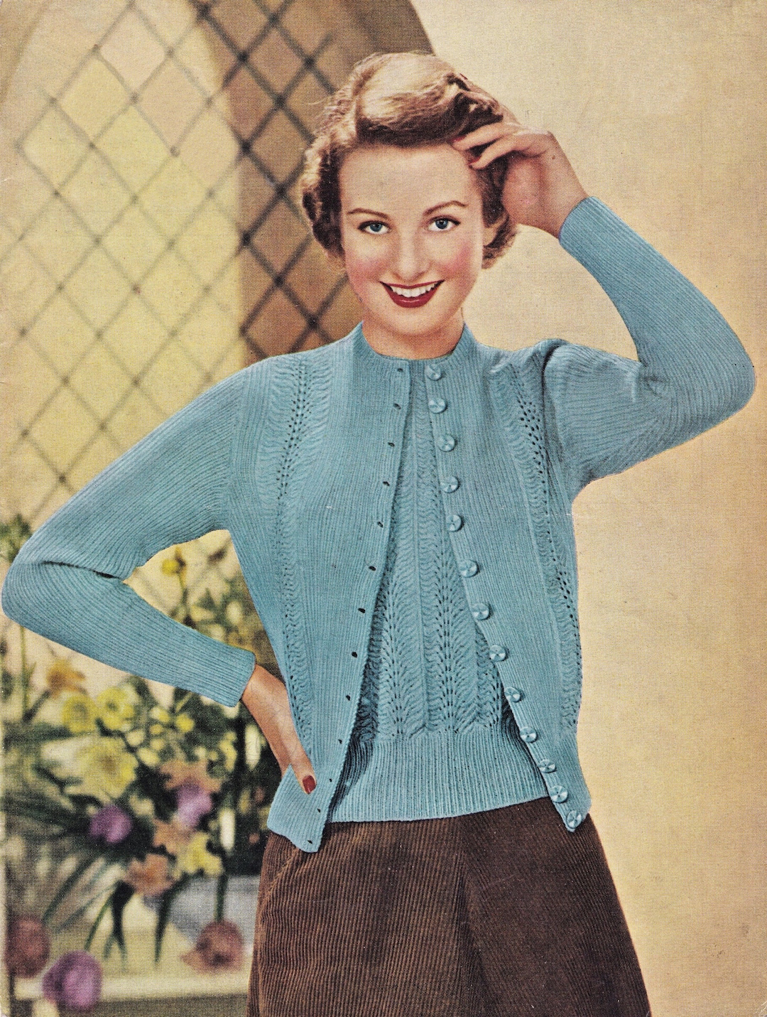 Ladies Pretty Lace and Rib Twinset, Vintage Knitting Pattern, PDF ...