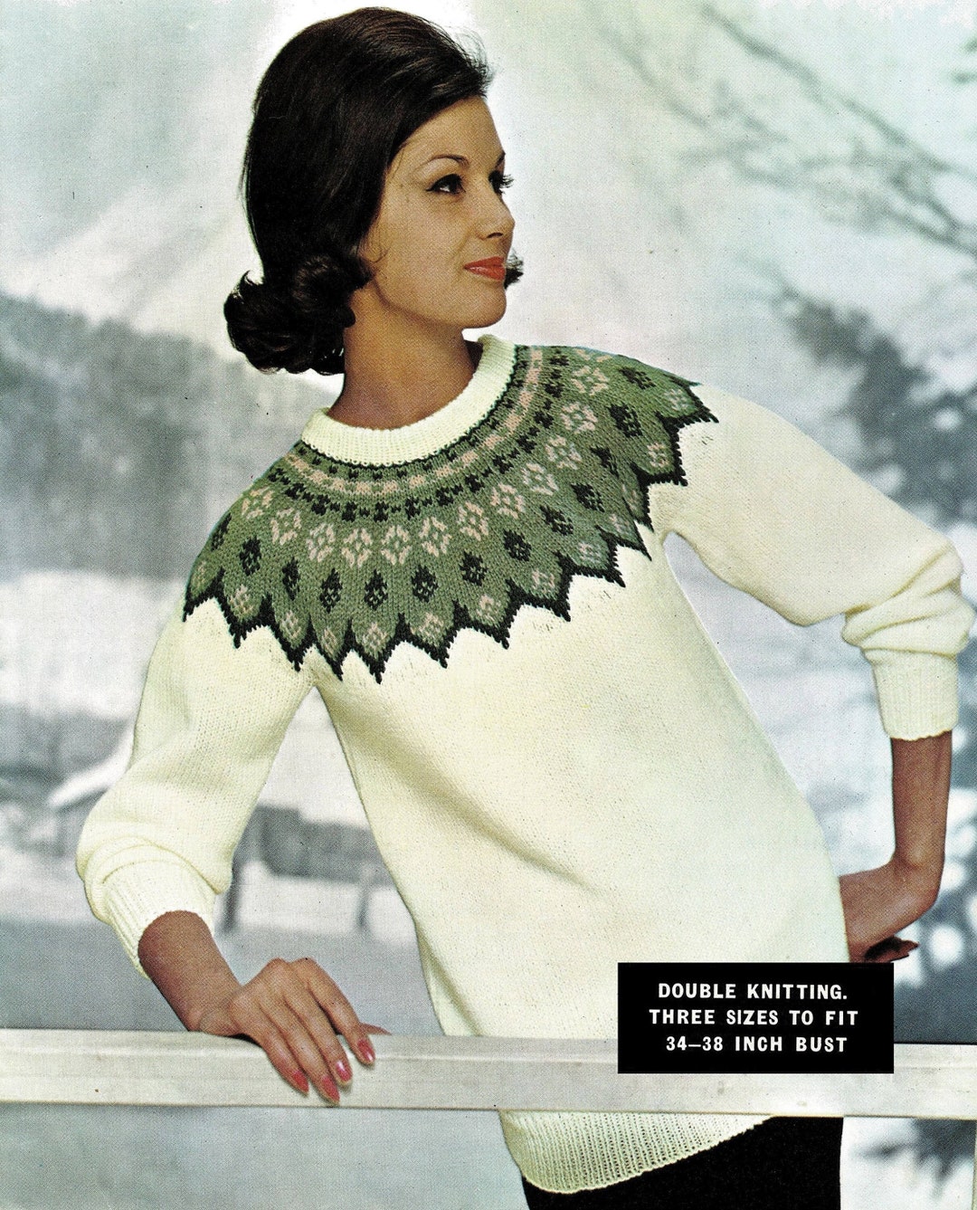 Ladies Gorgeous Traditional Norwegian Sweater, Vintage Knitting Pattern ...