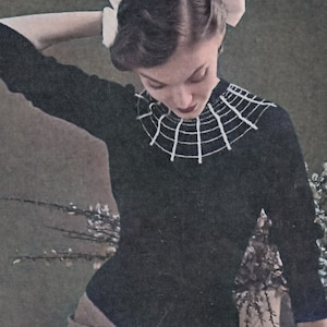 Ladies Stunning Sweater With Spider Web Yoke, Vintage Knitting Pattern ...