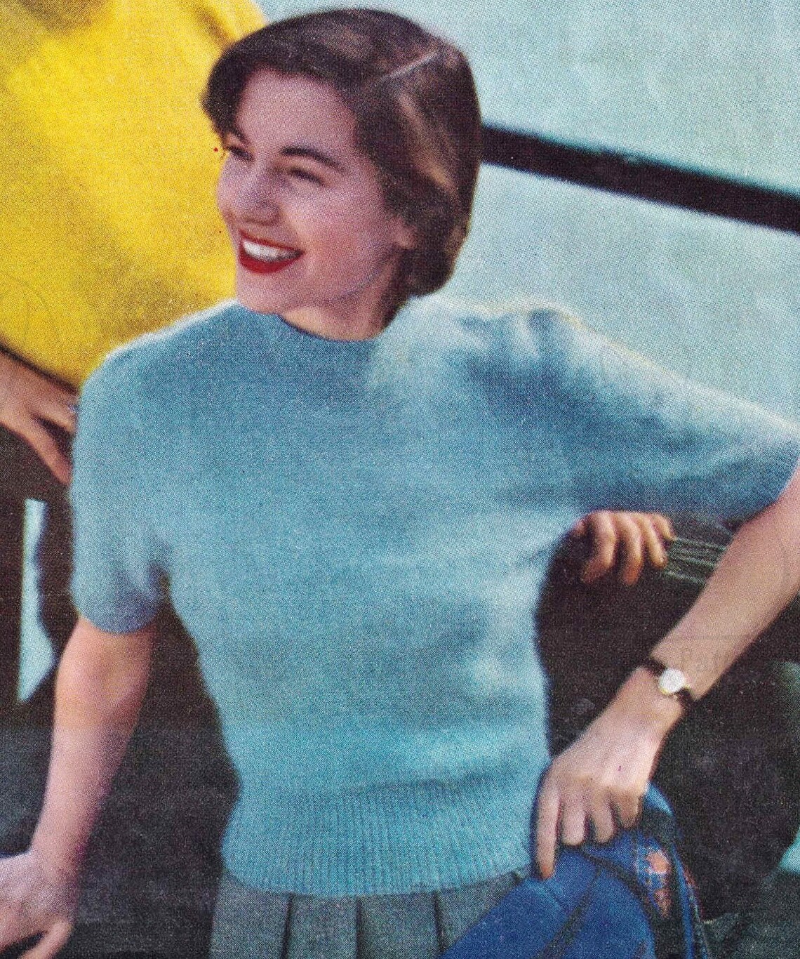 Ladies Classic Short Sleeve Angora Jumper, Vintage Knitting Pattern ...