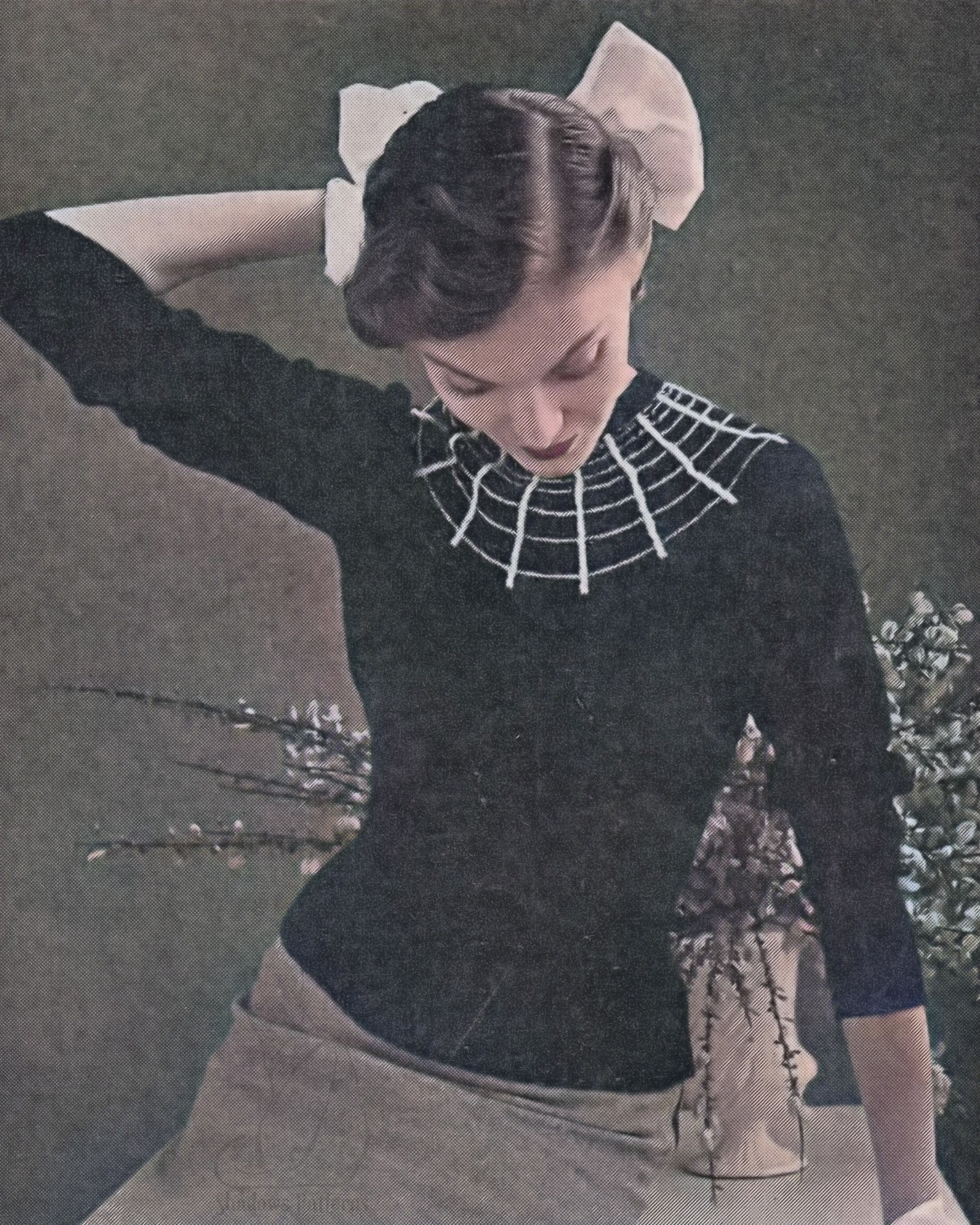 Ladies Stunning Sweater With Spider Web Yoke, Vintage Knitting Pattern ...