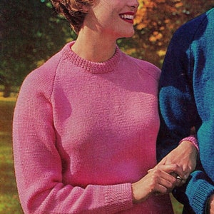 Ladies and Mens Classic Raglan Sweaters With Round Neck, Vintage ...