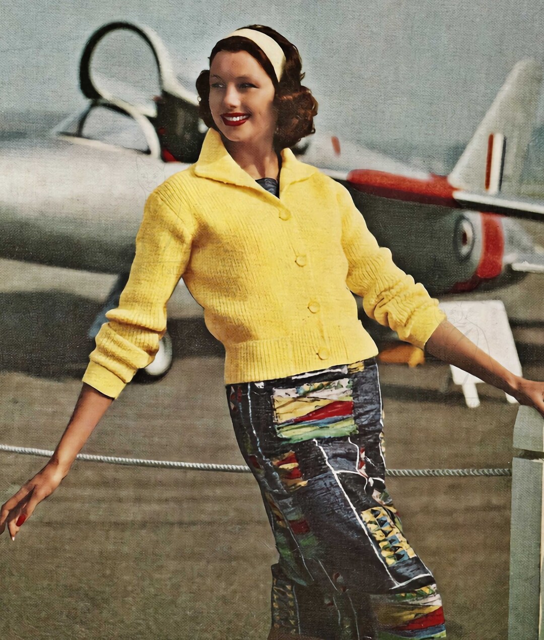 Ladies Fantastic "easy Knit" Ribbed Jacket With Large Collar, Vintage ...