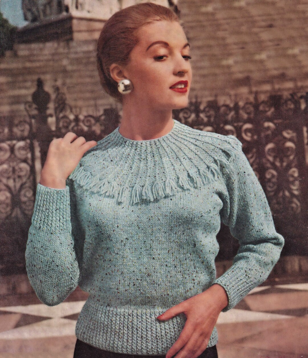 Ladies Gorgeous Sweater With Round Yoke, Vintage Knitting Pattern, PDF ...