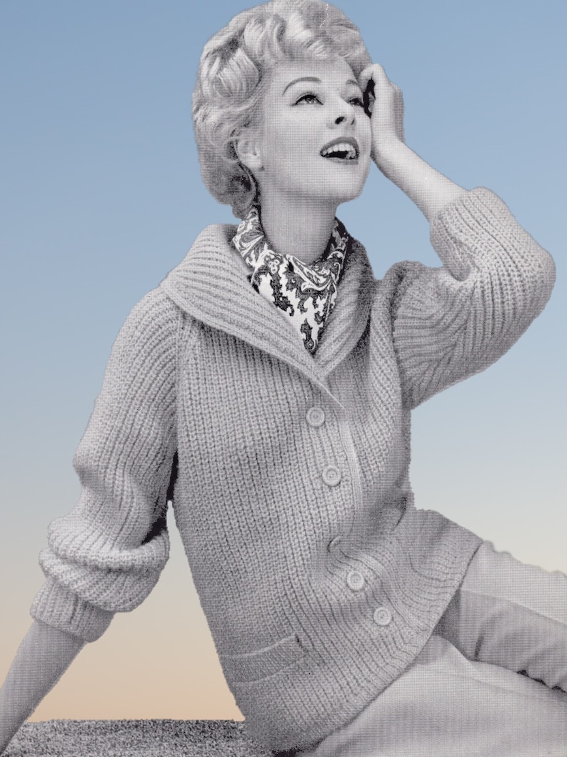 Ladies Fabulous Fishermans Rib Jacket With Shawl Collar, Vintage ...