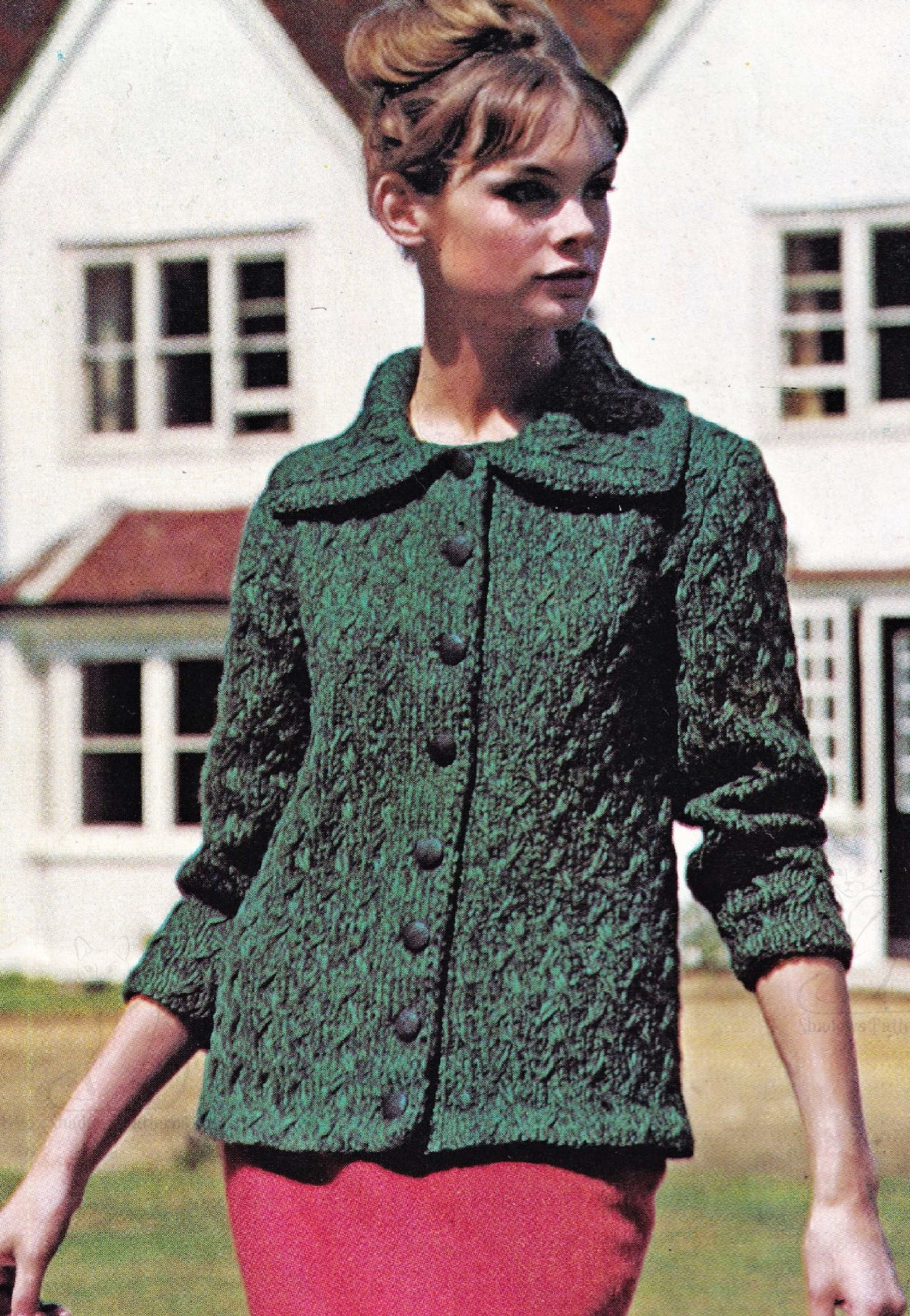 Ladies Lovely Textured Jacket With Large Collar, Vintage Knitting ...