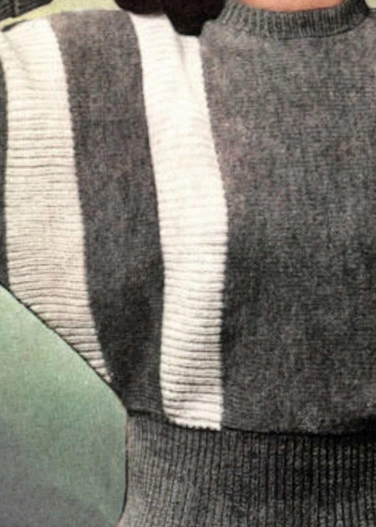 Ladies Attractive Dolman Sweater With Contrast Stripes, Vintage ...