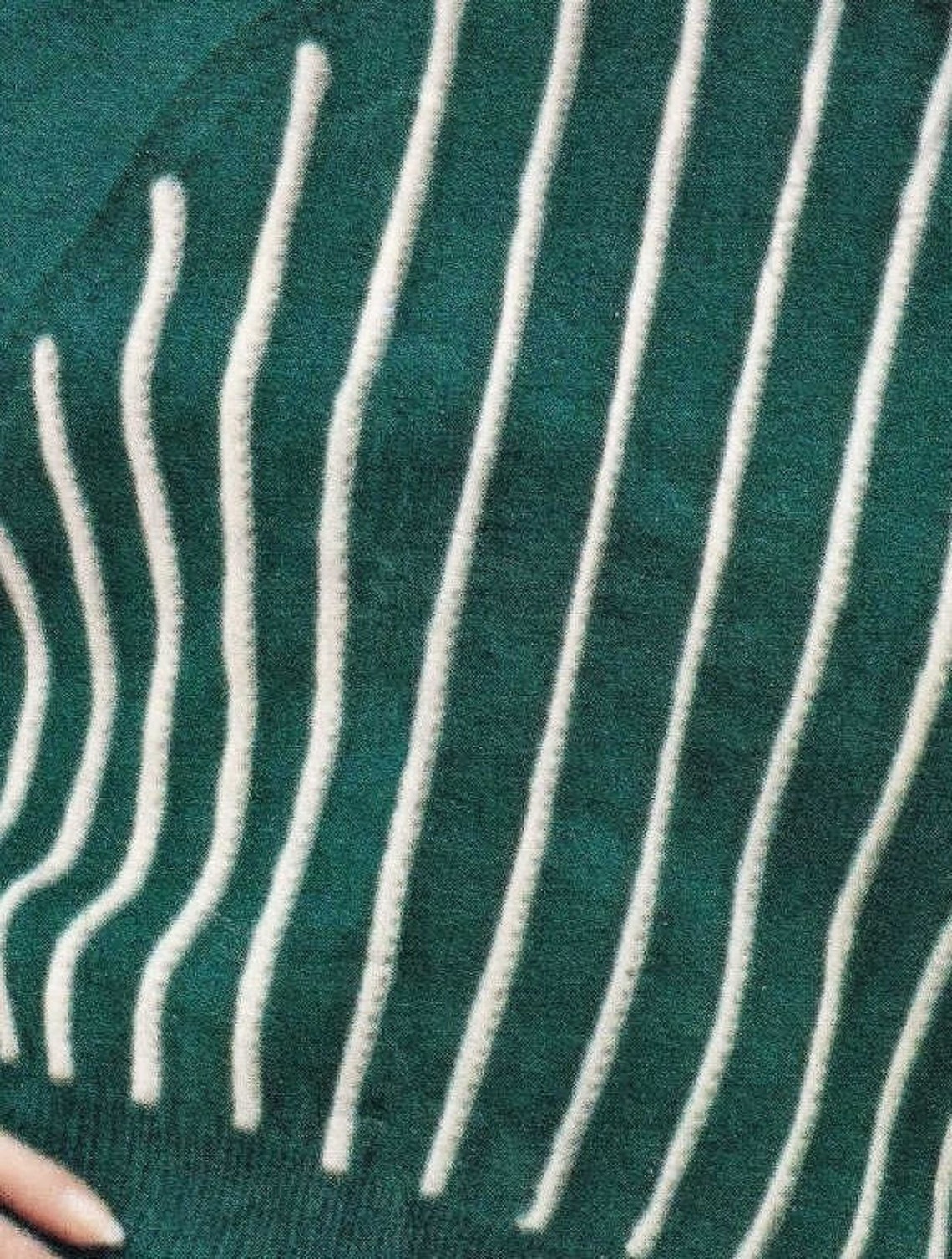 Ladies Stylish Raglan Sweater With Crochet Vertical Stripes, Vintage ...