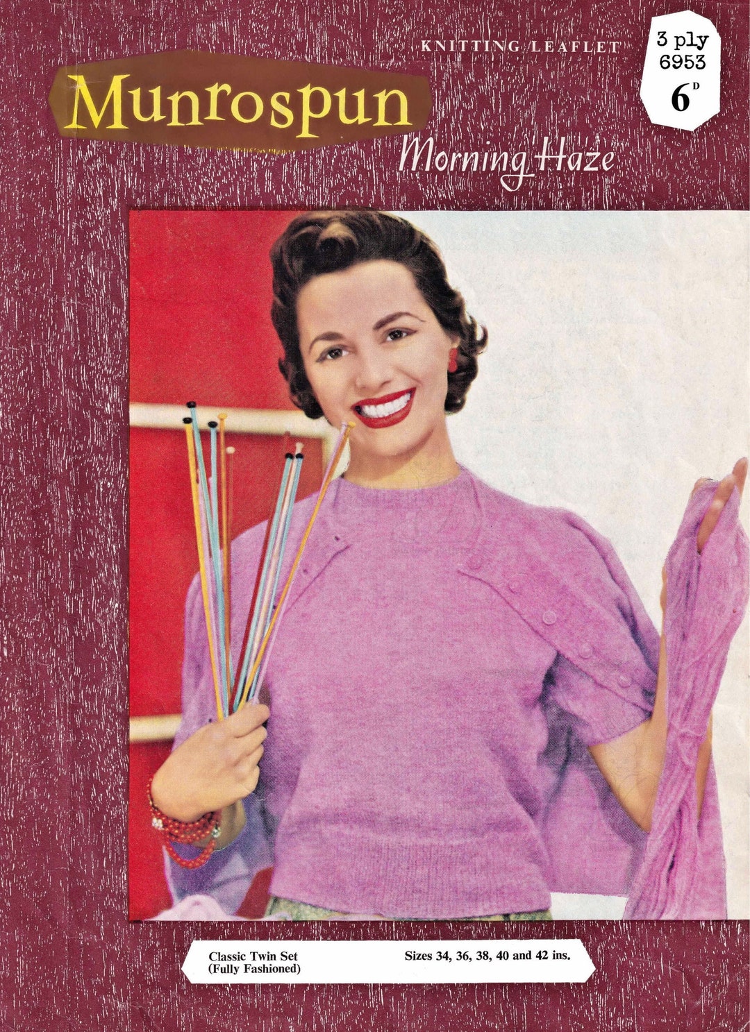 Ladies Classic Twin Set, Vintage Knitting Pattern, PDF, Digital ...