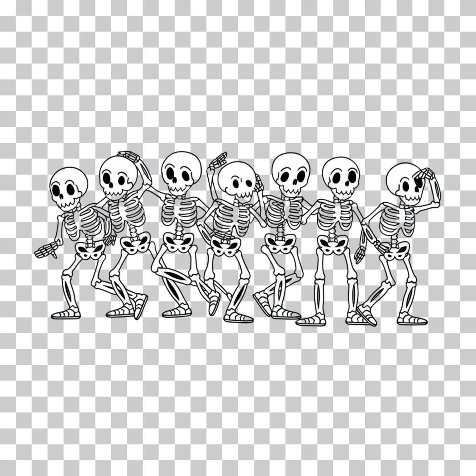2 Dancing Skeletons Design | Fun Halloween Skeleton Art | Digital ...