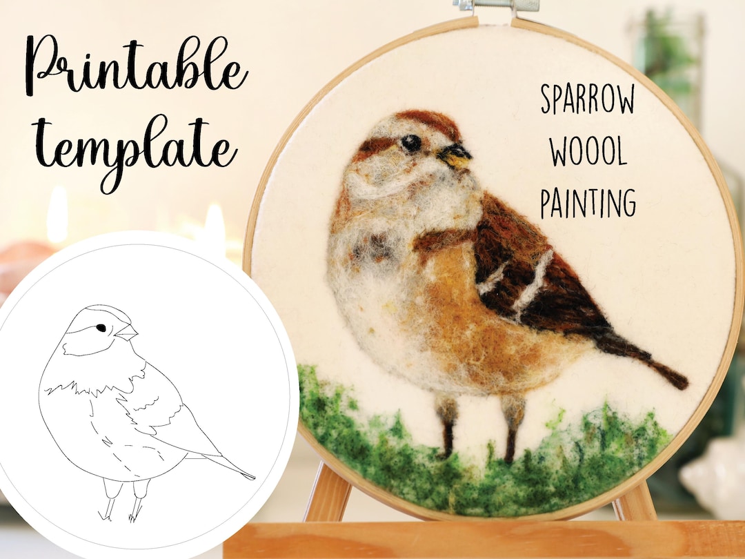 Sparrow Wool Painting Template. Printable Template Only for Needle Felt ...