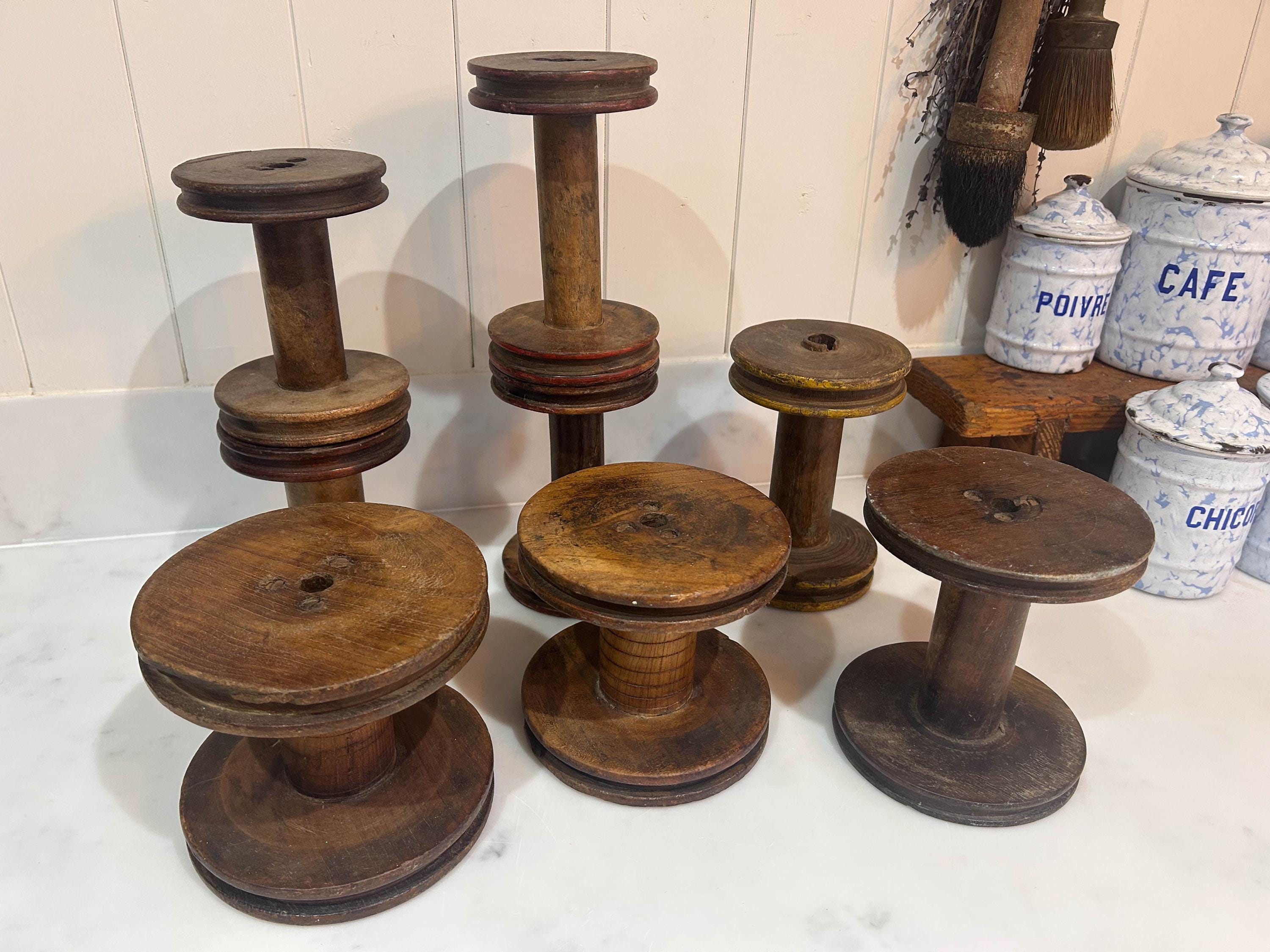 Large Wooden Indian Wooden Textile Bobbins / Industrial Spools - Etsy