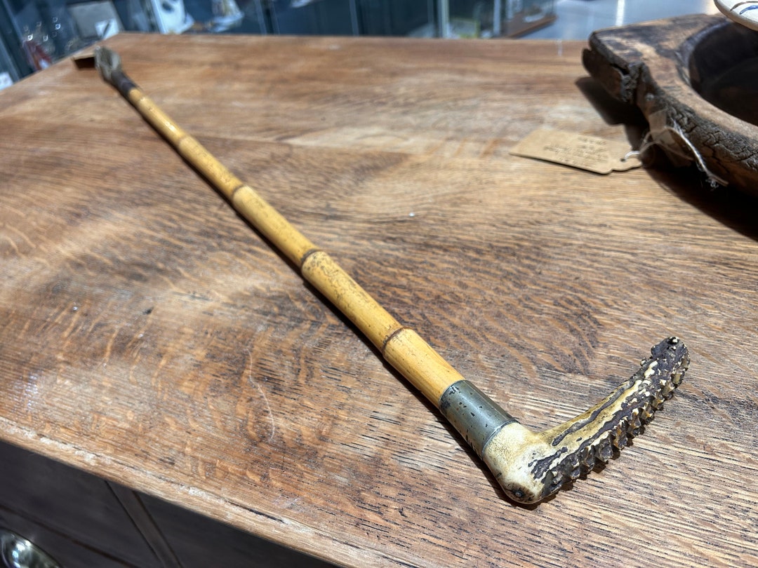 Victorian Antique Bamboo Riding Crop With Silver Mount and Antler ...
