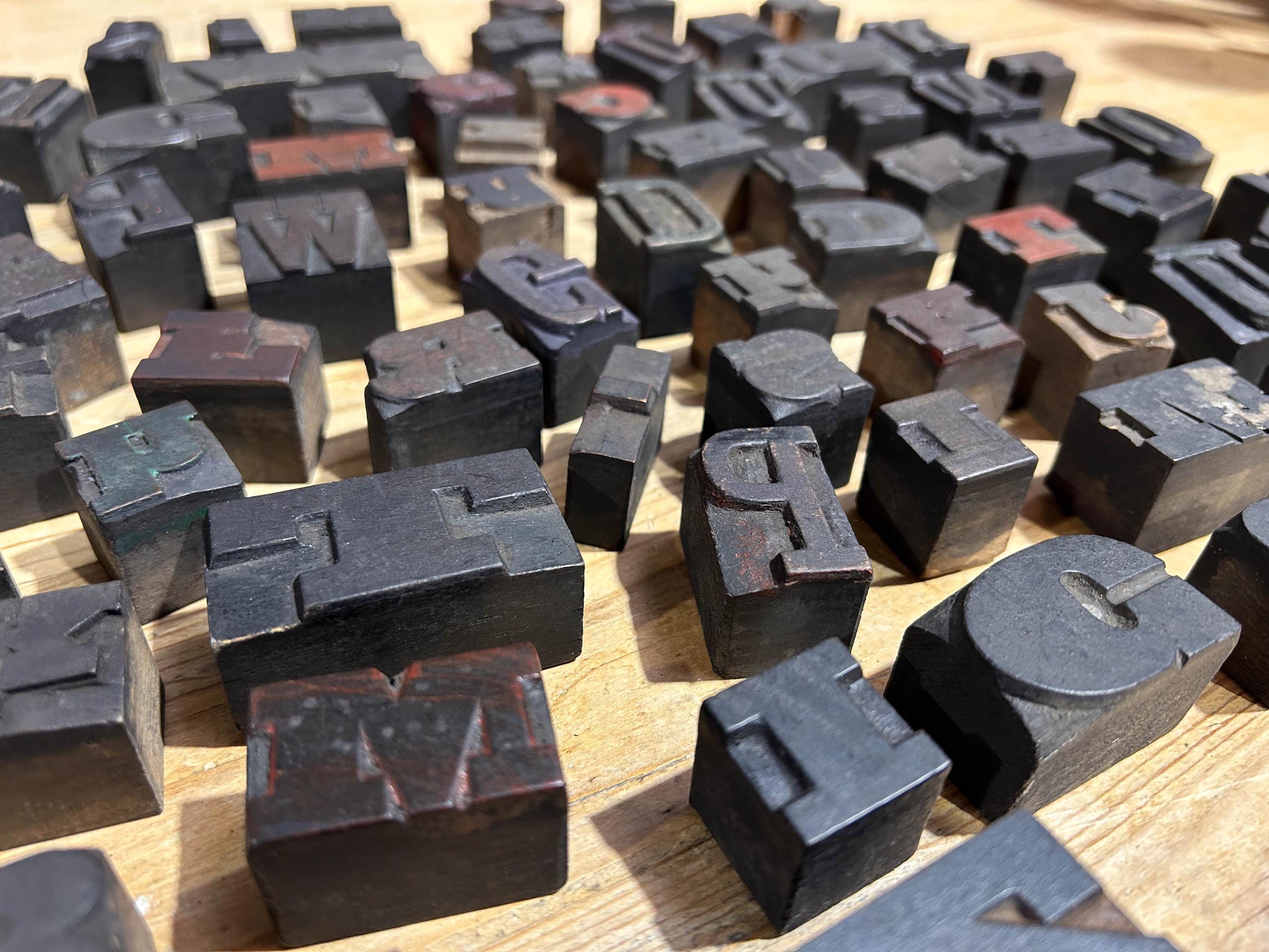 Collection of Antique Letterpress Letter Blocks / Vintage Printing ...