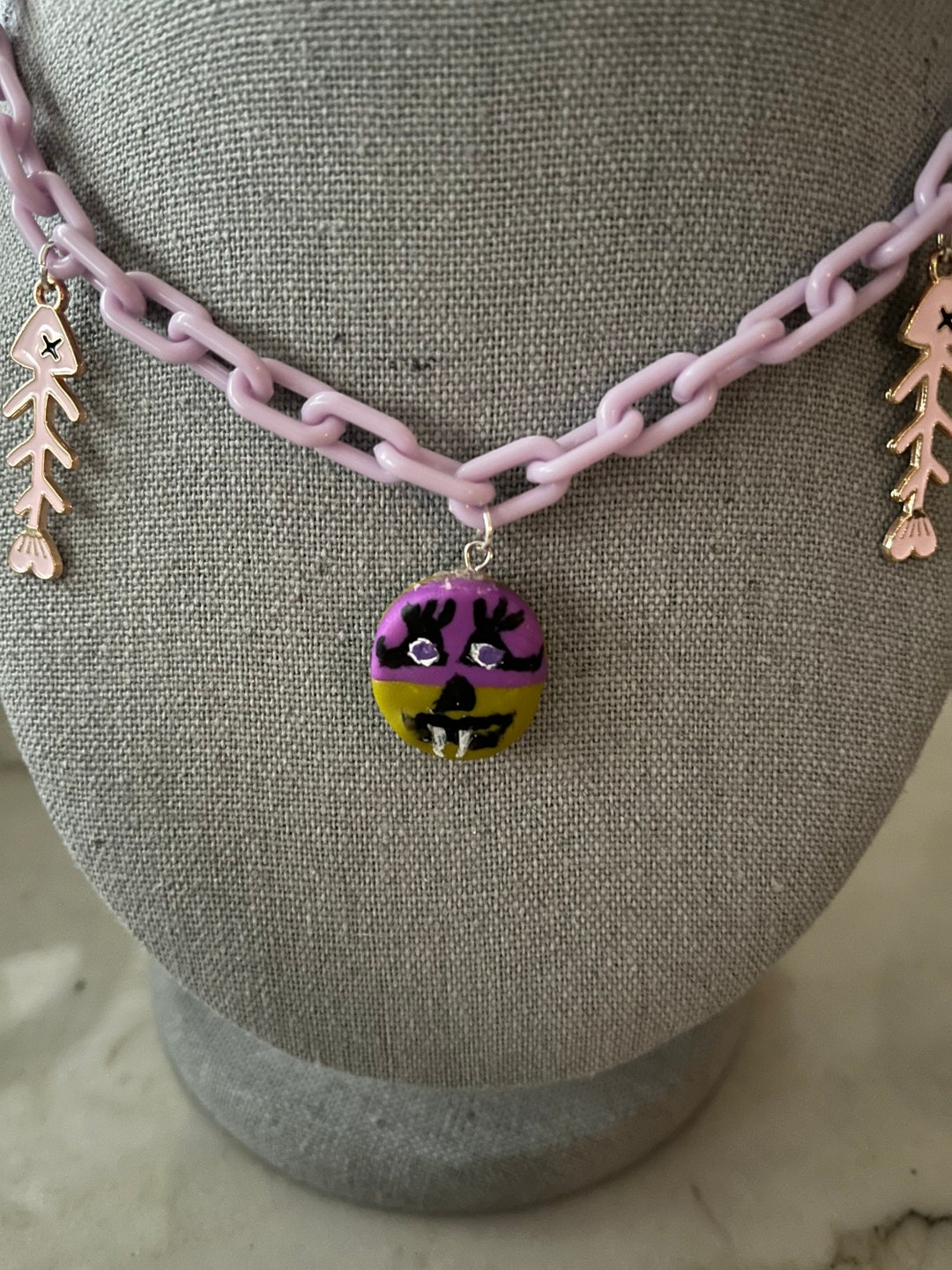 Ms.monster Choker | Monster | Halloween | Polymer Clay | Purple | - Etsy