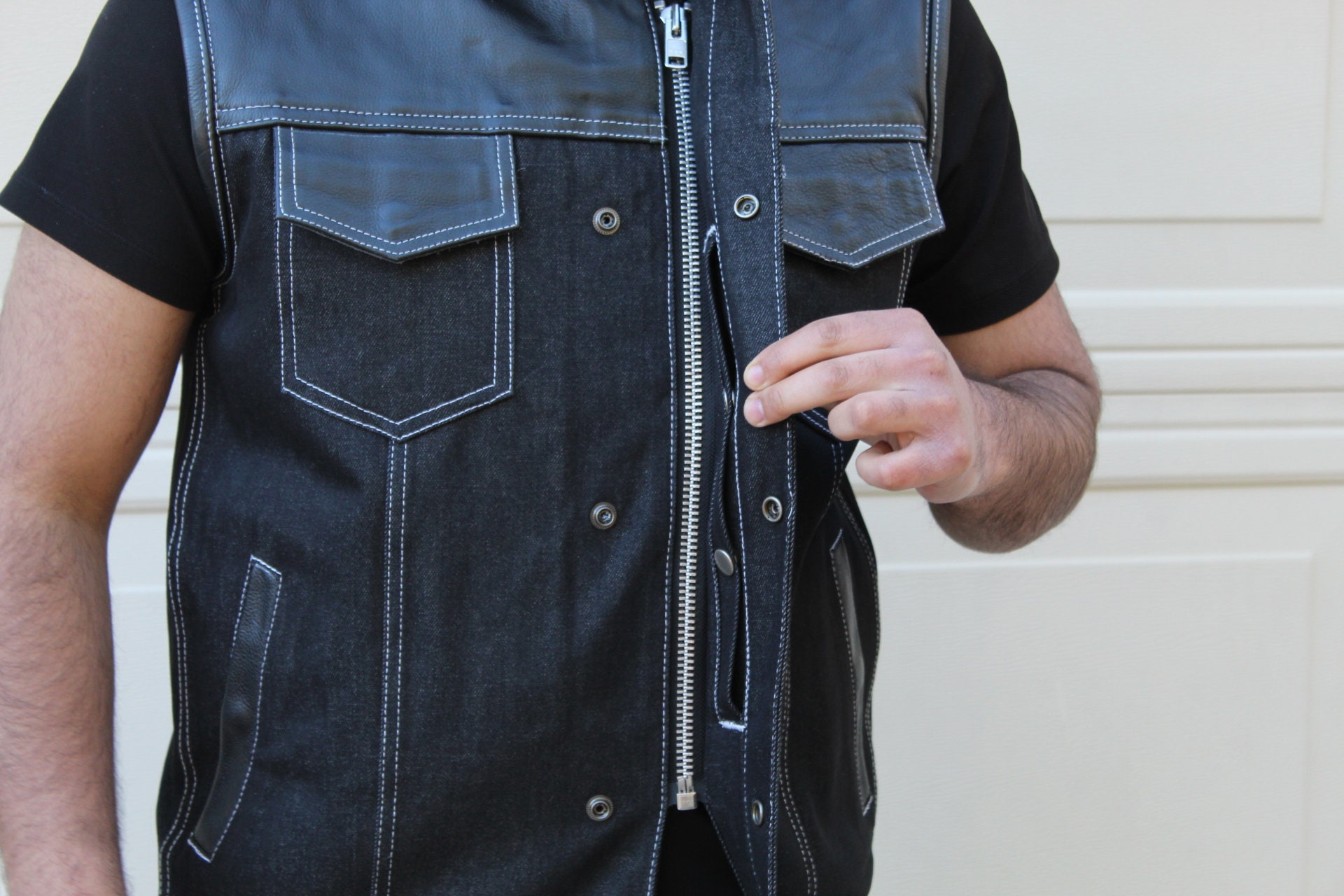 HANDMADE SUPER THROTTLE Men's Club Style Leather & Denim - Etsy