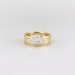 Lab Grown Diamond Notch Wedding Band 14K Solid Gold Unique Prong Half ...
