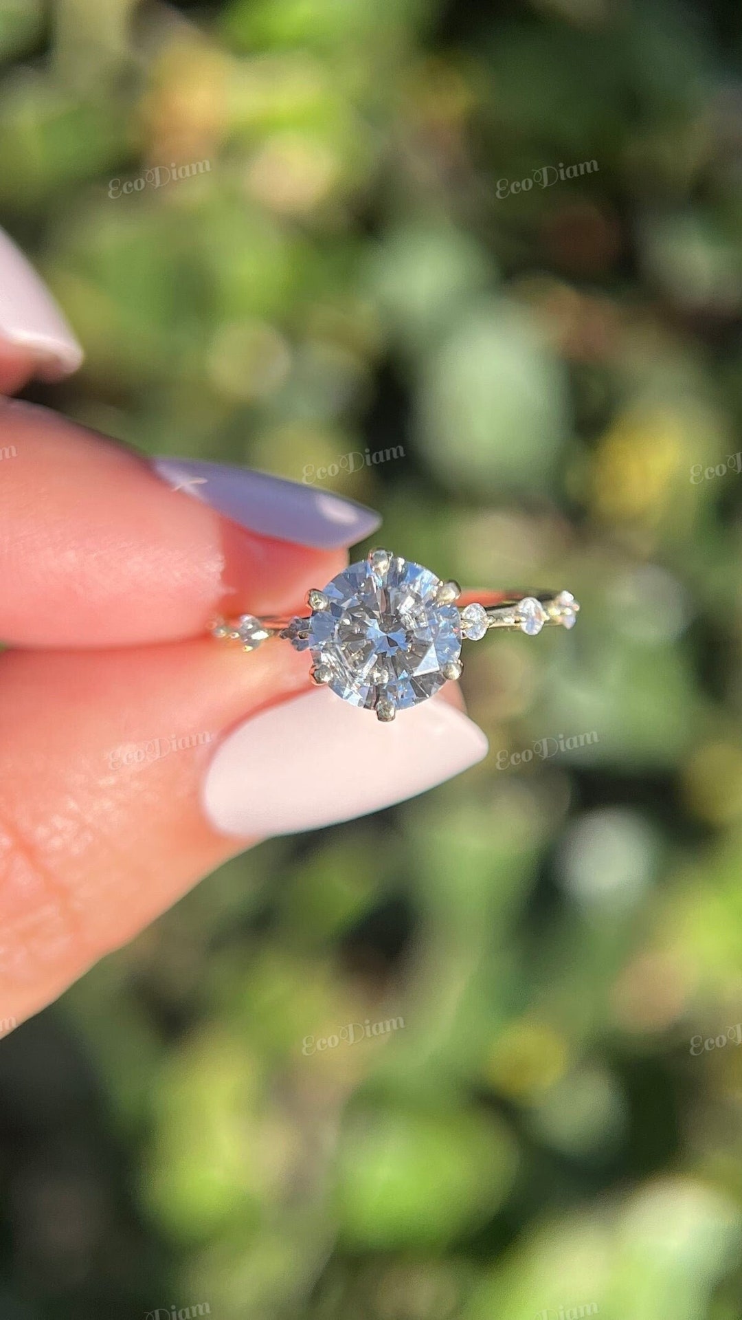 Floating Bubble Prong Set Ring, 1.50CT Round Brilliant Cut Lab Grown ...