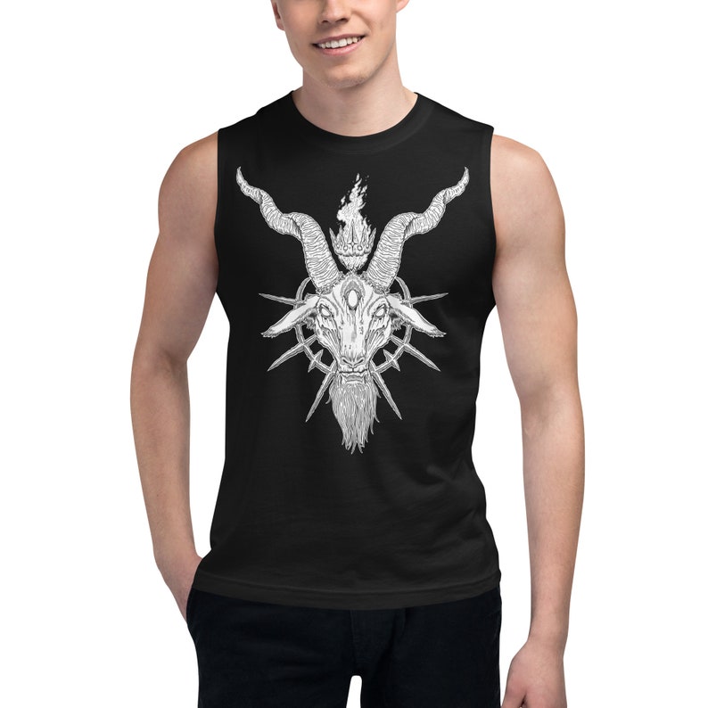 Baphomet Goat Skull Muscle Shirt, Satanic Dark Art Clothing - Etsy
