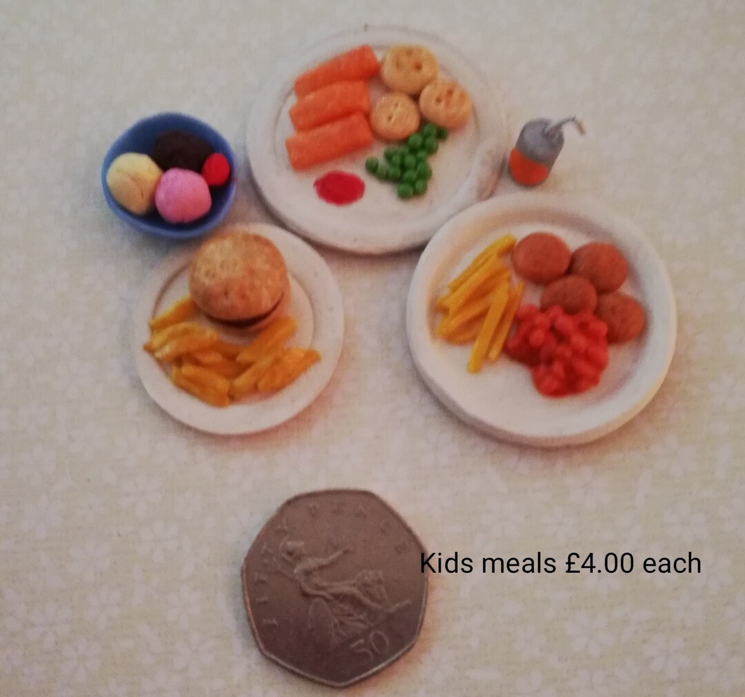Kids Meal Miniature Clay Food Burger Fish Fingers Chicken - Etsy