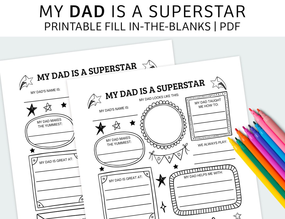 Father's Day Gift From Kids All About My Dad Printable for Dad Gift ...