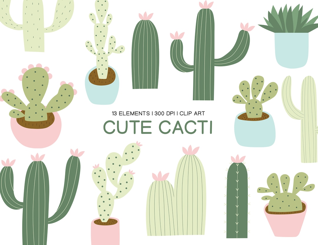 Cacti Clip Art | Cactus Clip Art | Cute Cactus Art | Succulent Clipart ...