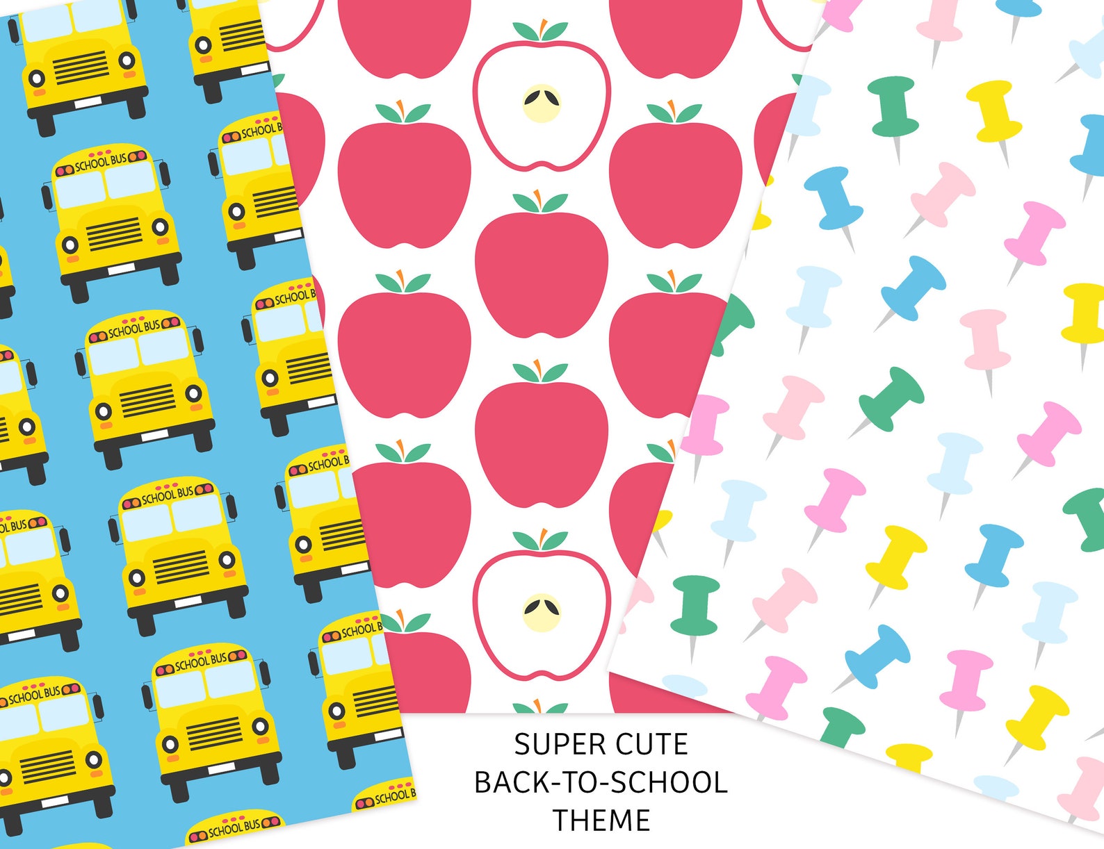 Back to School Digital Paper Digital Scrapbook Paper - Etsy