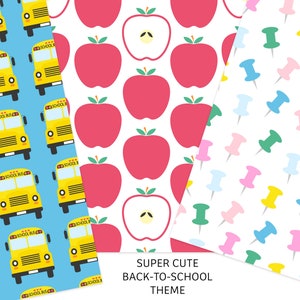 Back to School Digital Paper | Digital Scrapbook Paper | Digital Paper ...