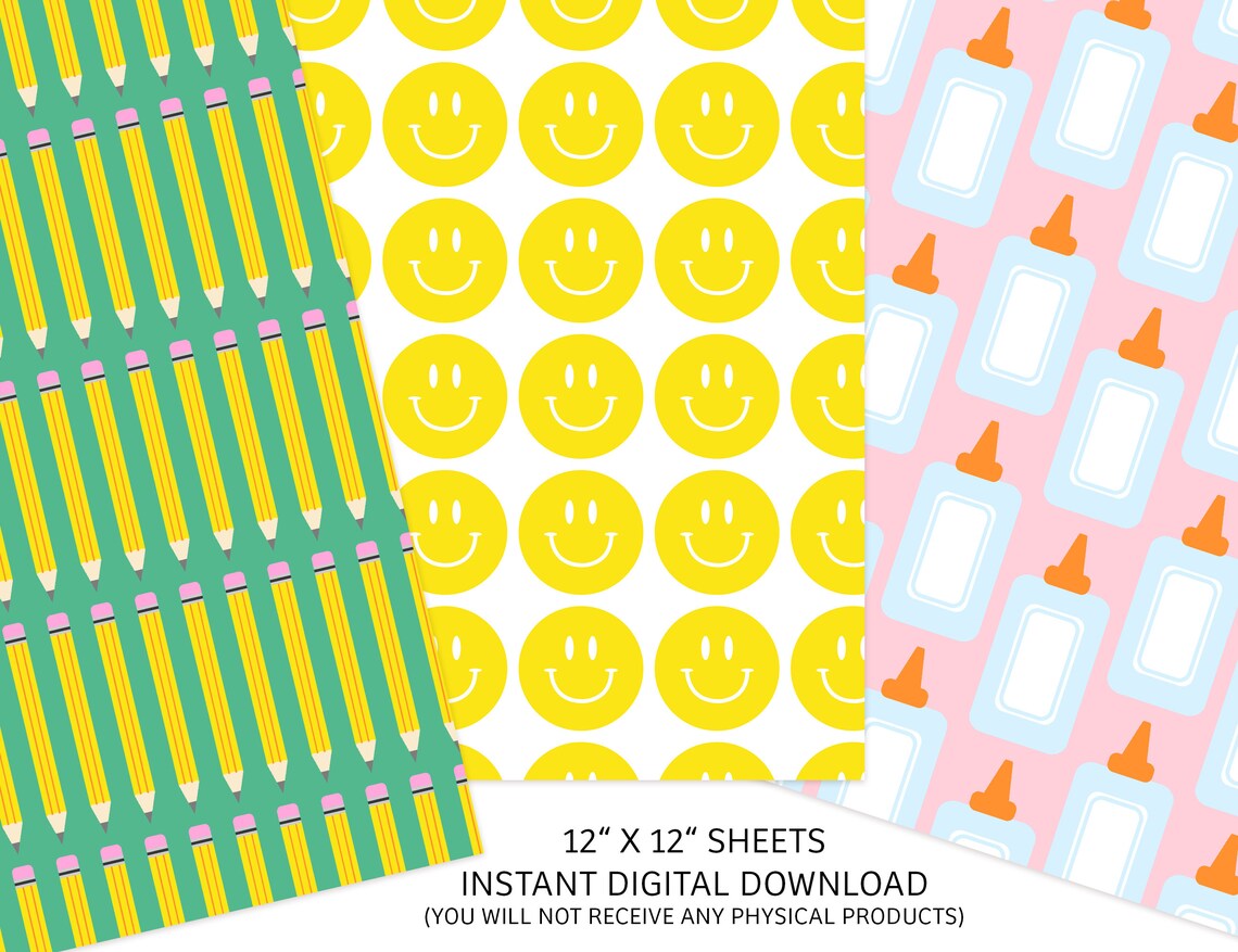 Back to School Digital Paper Digital Scrapbook Paper - Etsy