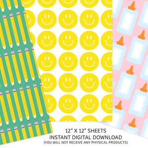 Back to School Digital Paper | Digital Scrapbook Paper | Digital Paper ...
