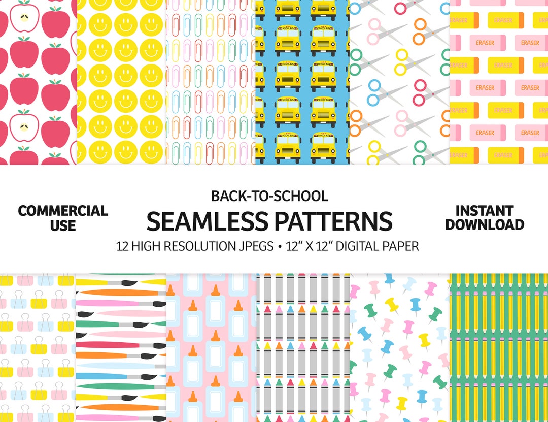 Back to School Digital Paper | Digital Scrapbook Paper | Digital Paper ...