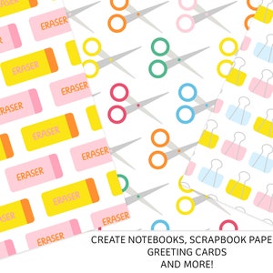 Back to School Digital Paper | Digital Scrapbook Paper | Digital Paper ...