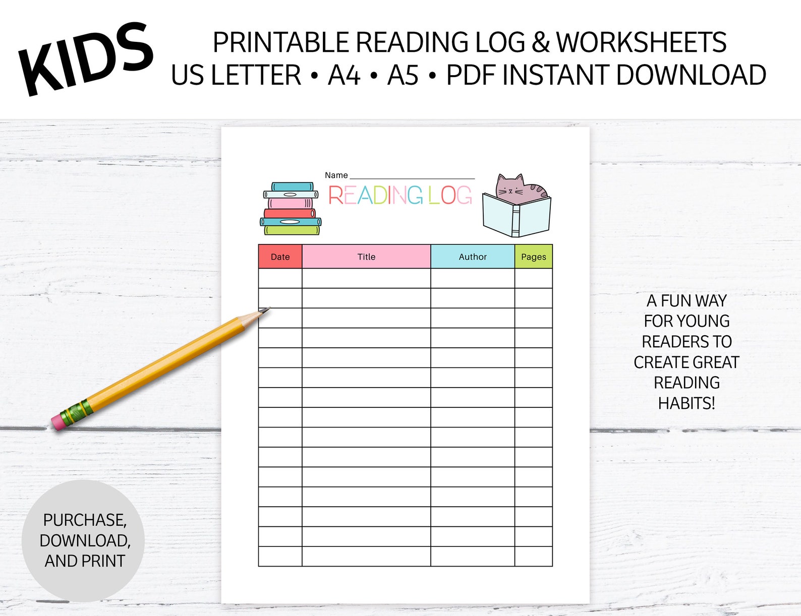 Kids Reading Log Printable Activity Sheets Kids Bookmarks - Etsy