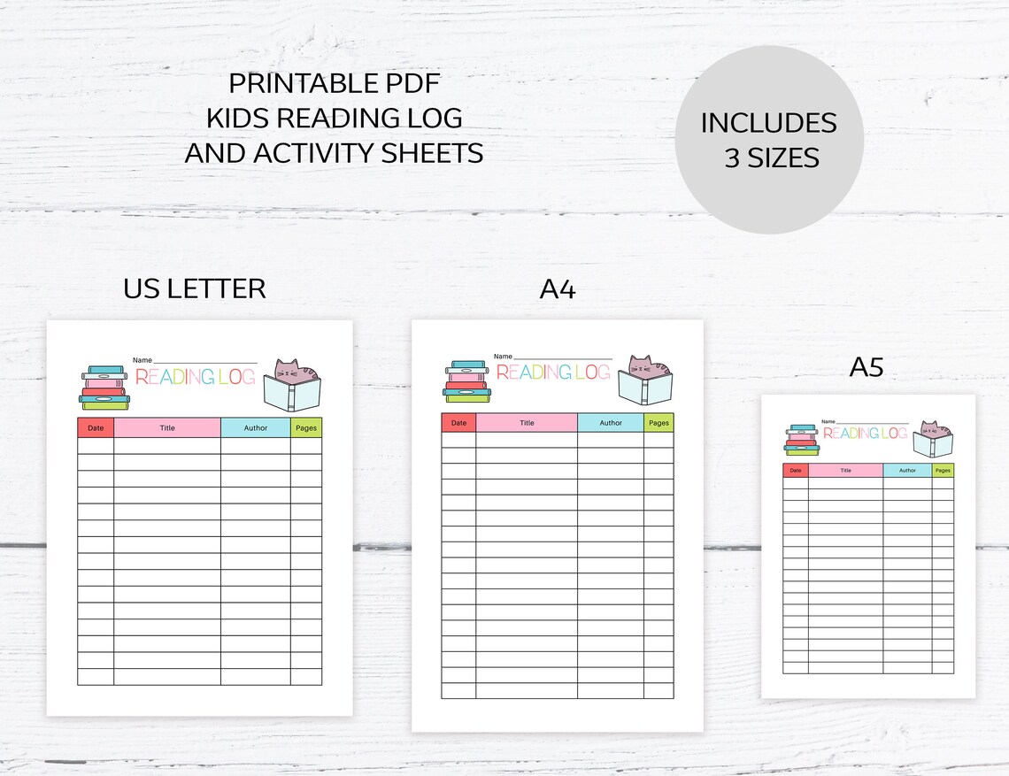 Kids Reading Log Printable Activity Sheets Kids Bookmarks Reading ...