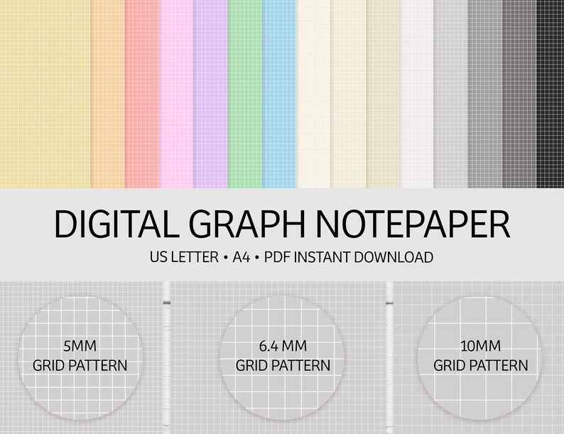 Digital Graph Paper Digital Notebook Paper Colored Graph | Etsy