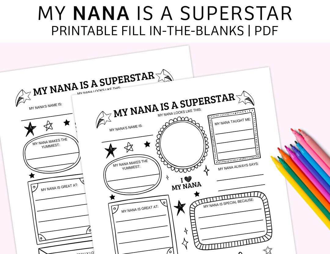 Mother's Day Printable | Fill in the Blanks | About My Nana | Mother's ...