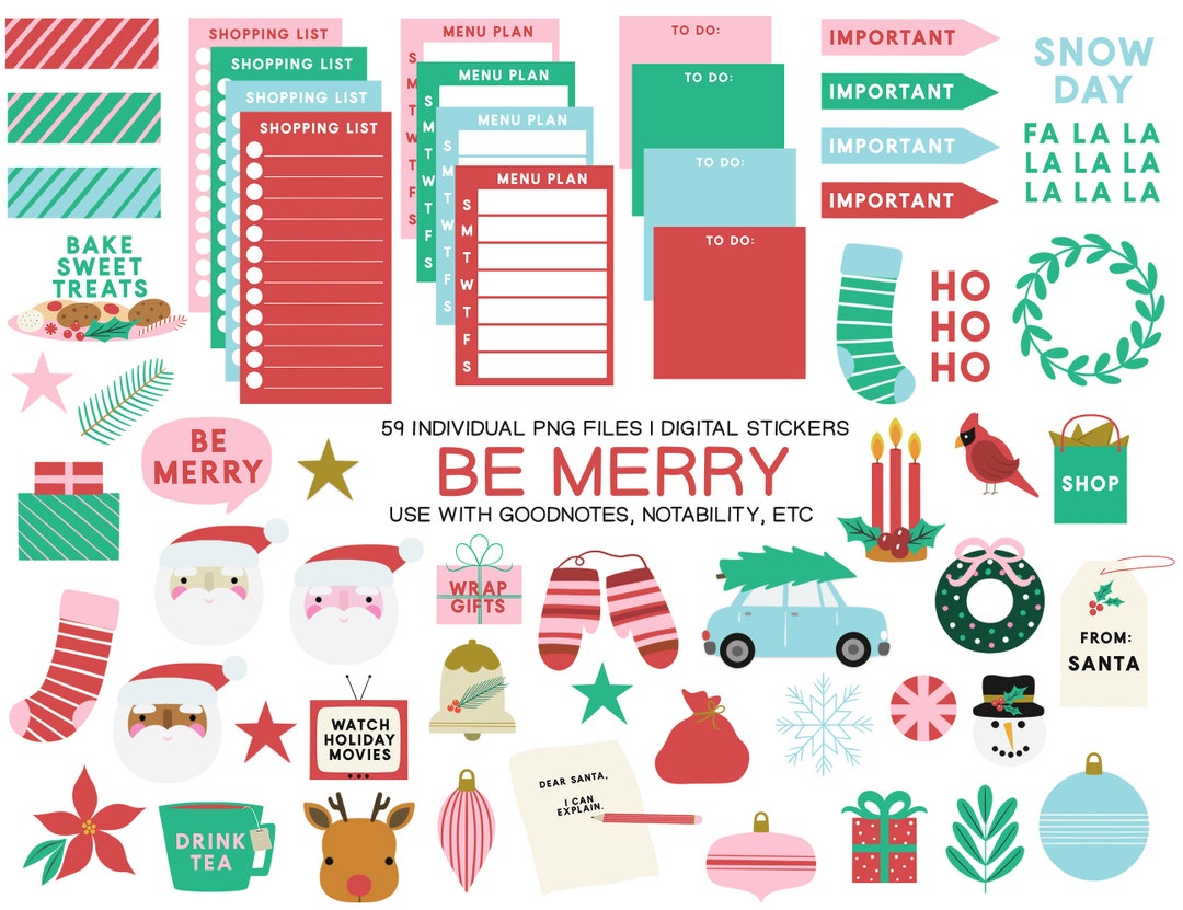 Christmas Digital Stickers Stickers for Goodnotes Digital Sticker Pack ...