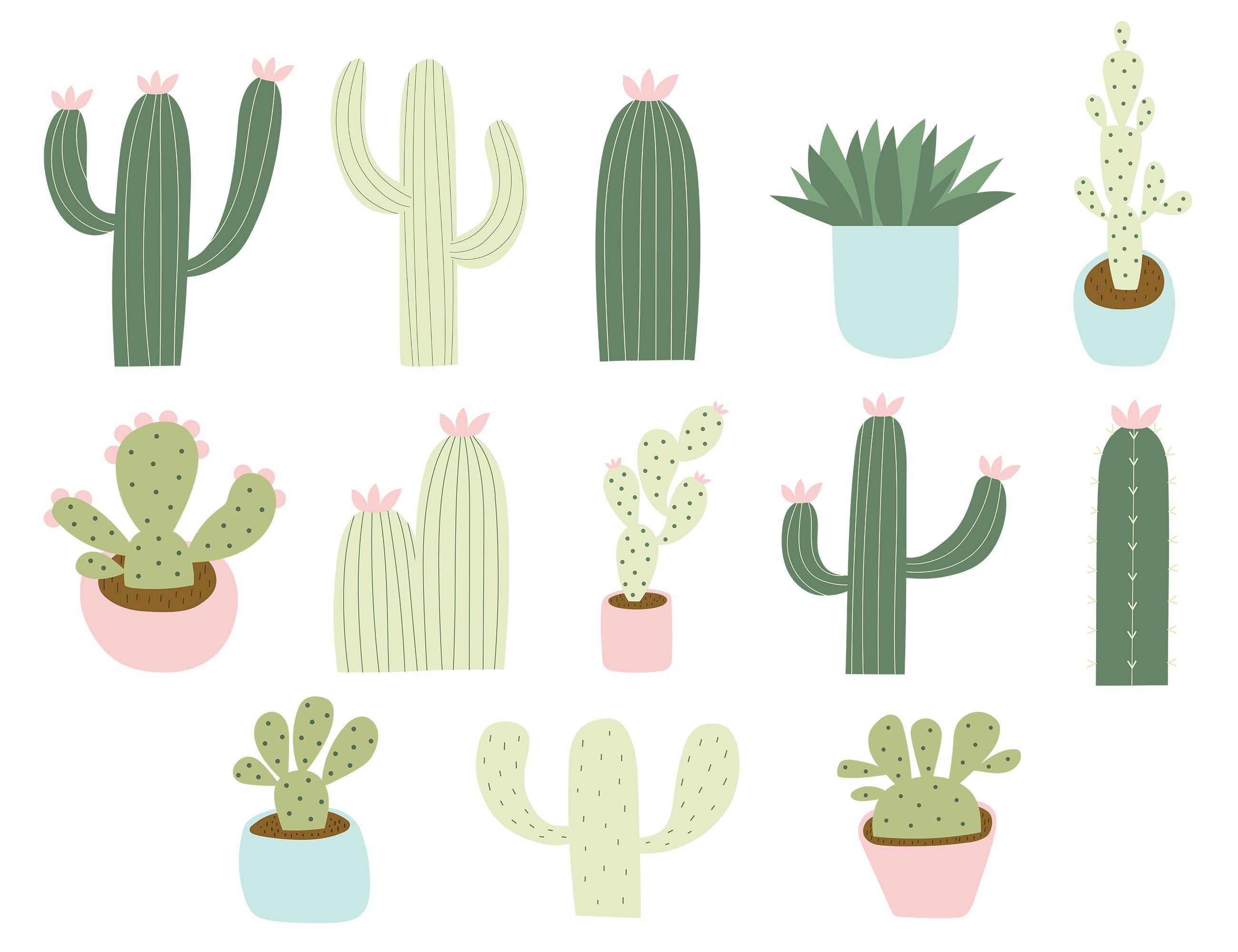 Cacti Clip Art | Cactus Clip Art | Cute Cactus Art | Succulent Clipart ...