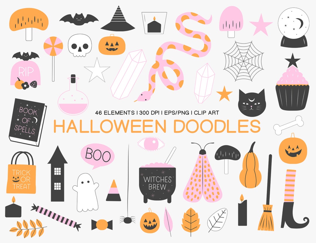 Cute Halloween Clipart Set Commercial Use Magical Halloween Clipart ...
