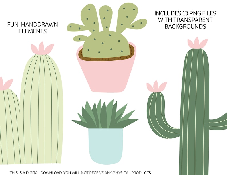 Cacti Clip Art | Cactus Clip Art | Cute Cactus Art | Succulent Clipart ...
