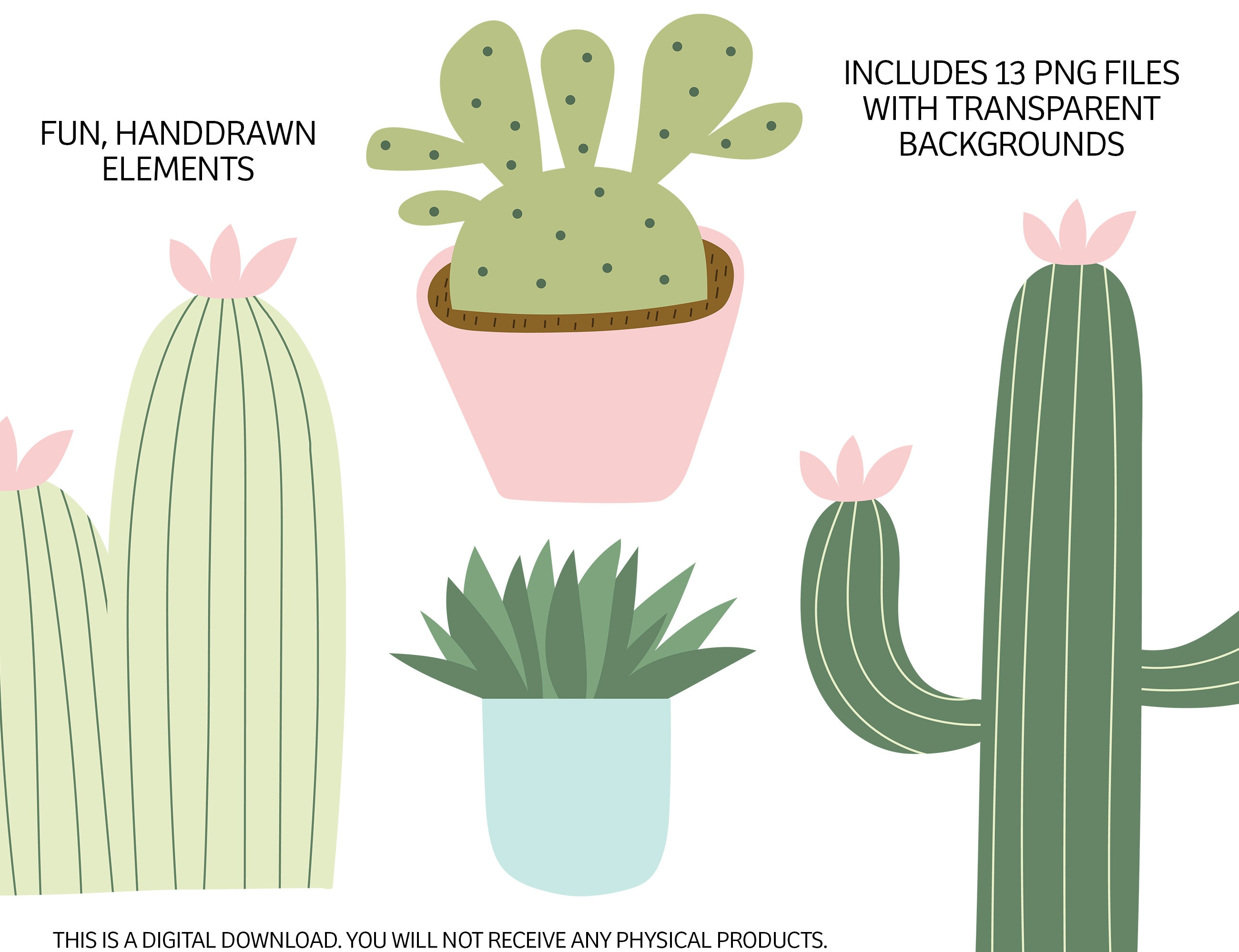 Cacti Clip Art | Cactus Clip Art | Cute Cactus Art | Succulent Clipart ...