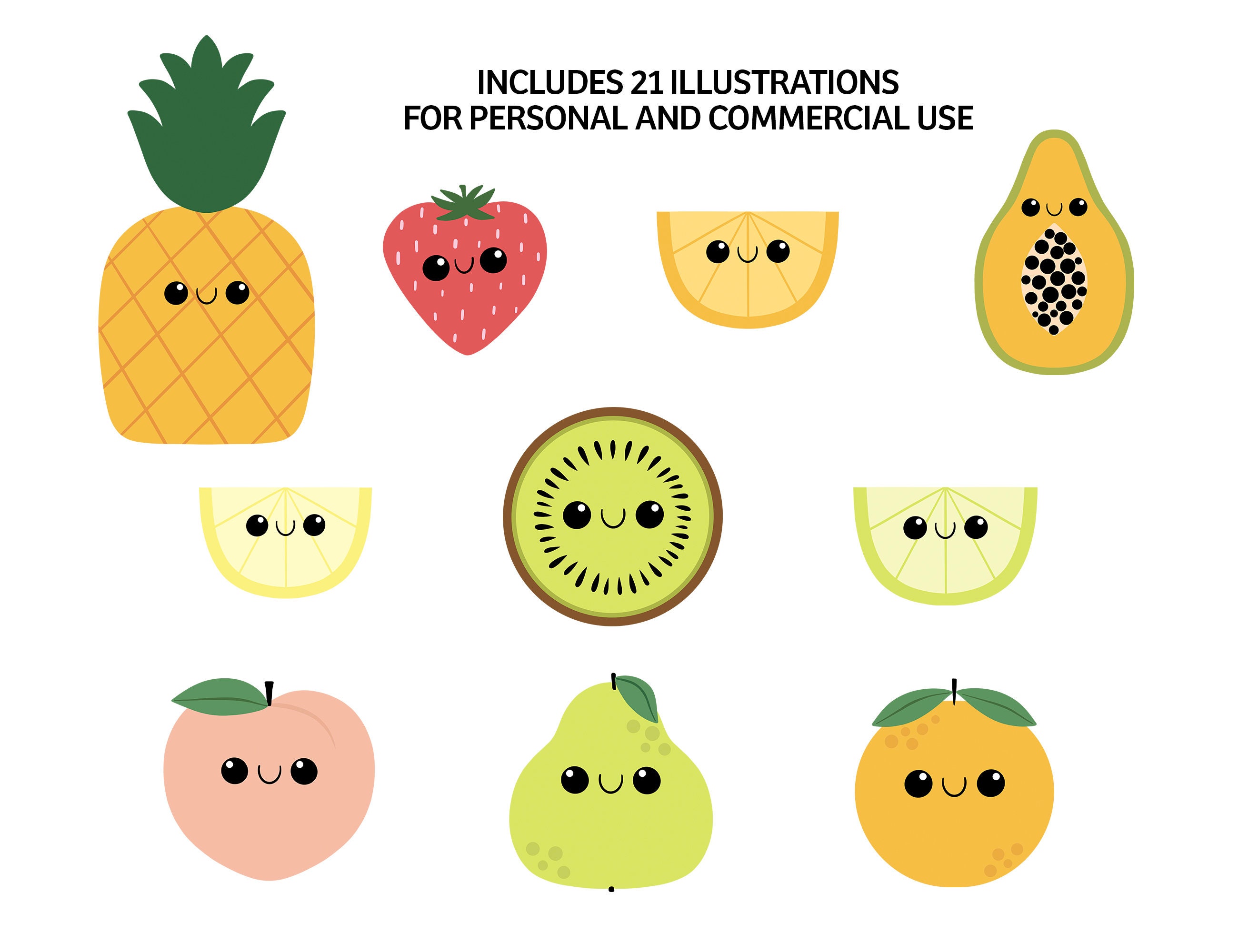 Cute Fruit Clipart Clipart for Teachers Fruit Digital Print Learning ...