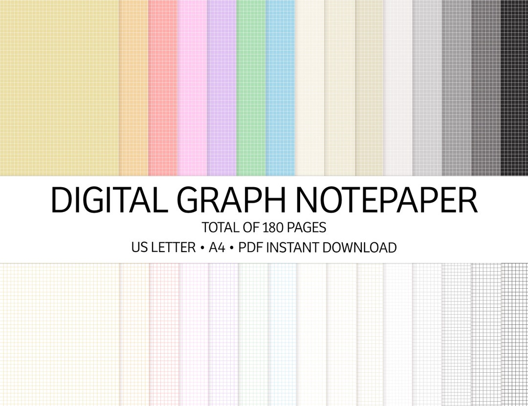 Digital Graph Paper | Digital Notebook Paper | Colored Graph Paper | A4 ...