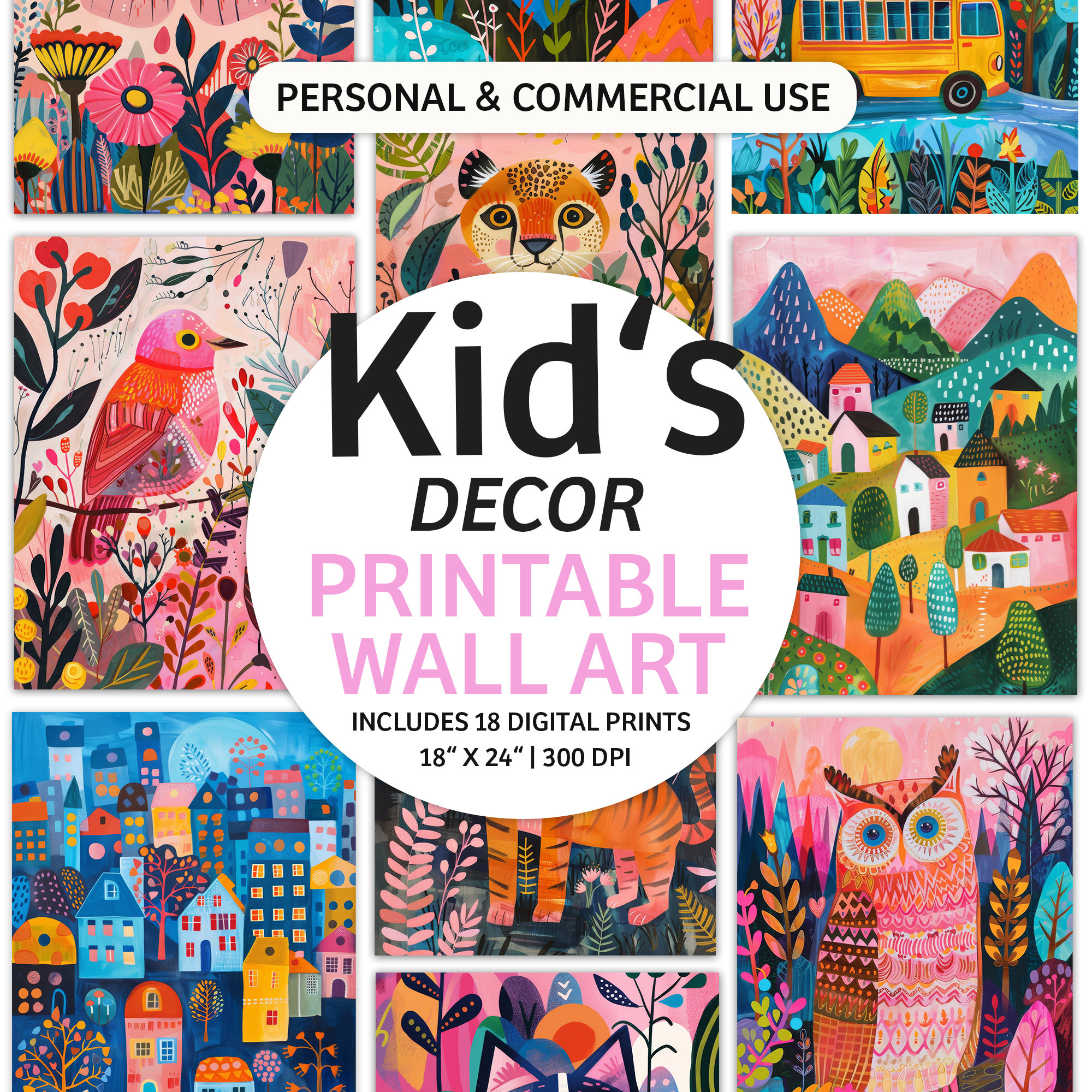 Kids Printable Wall Art Nursery Wall Art PLR Digital Products Kids Wall ...