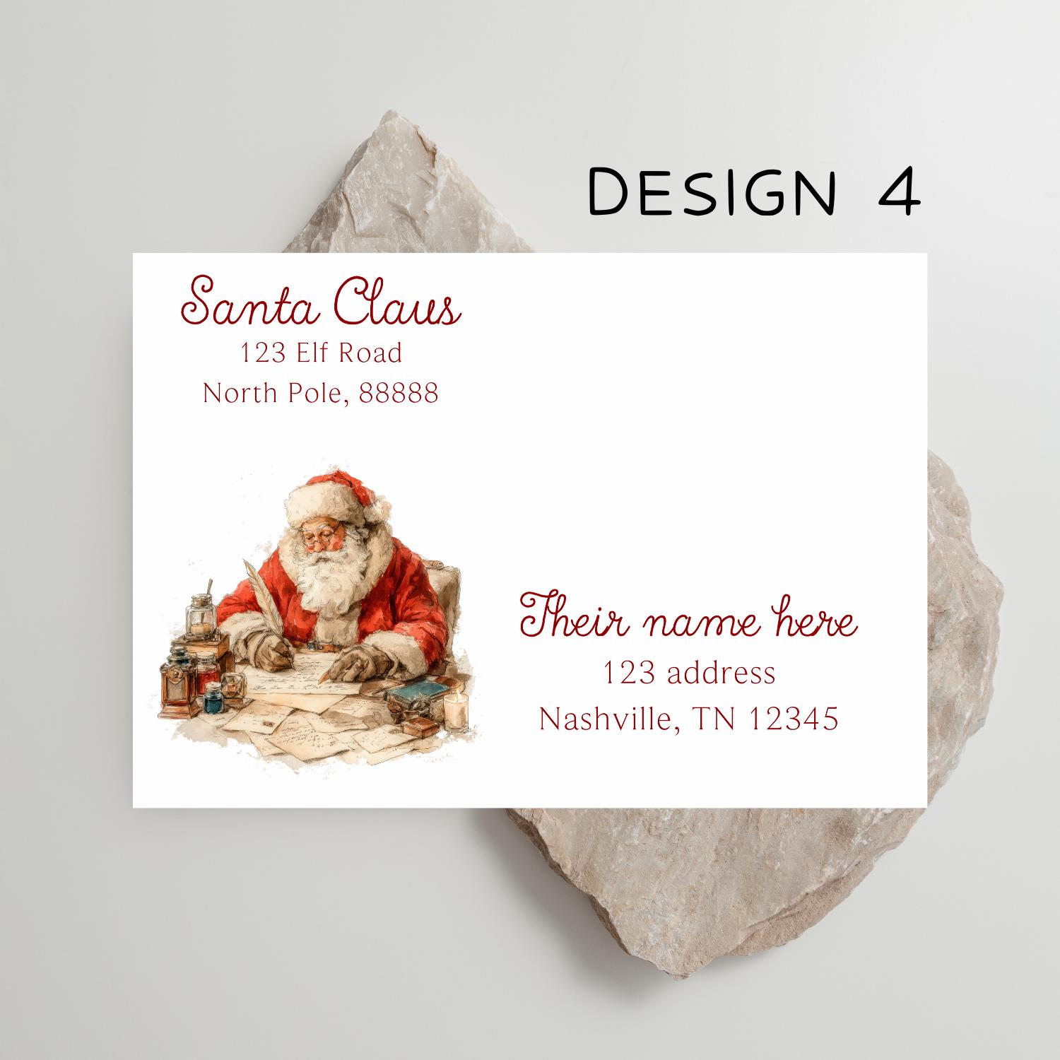 Classic Santa Addressed Christmas Envelopes, Address Printed Envelopes ...