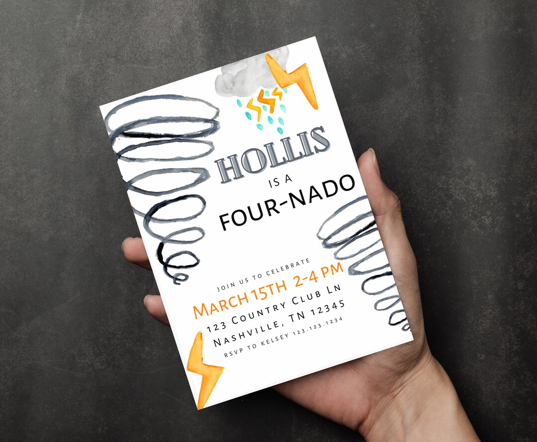 Fournado Instant Download Birthday Invitation, 4th Birthday Invite ...