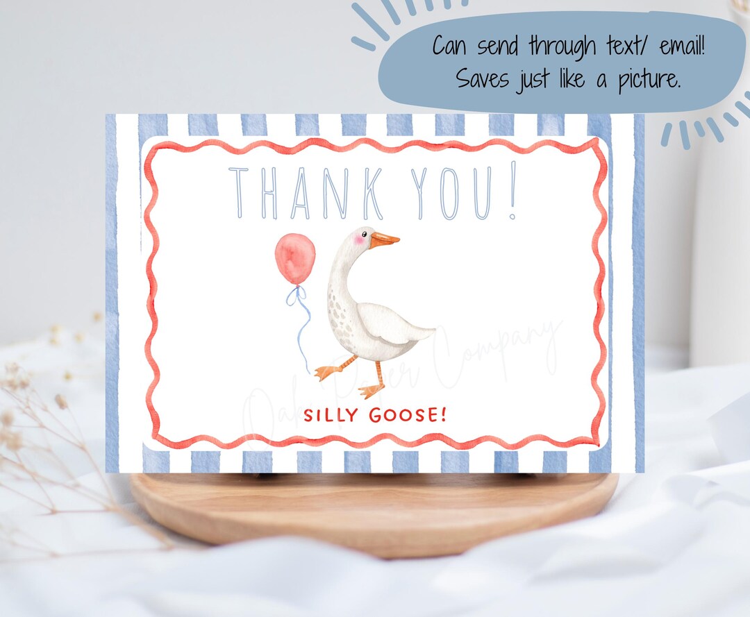 Silly Goose Birthday Thank You Cards: 1st Birthday, Printable (PDF ...