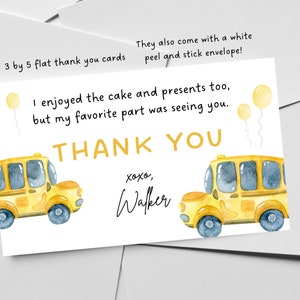 Wheels on the Bus Thank You Cards. Watercolor Yellow School - Etsy