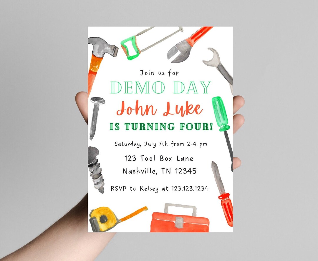 Handyman Tools Birthday Invitation Instant Download Boy Birthday Invite ...