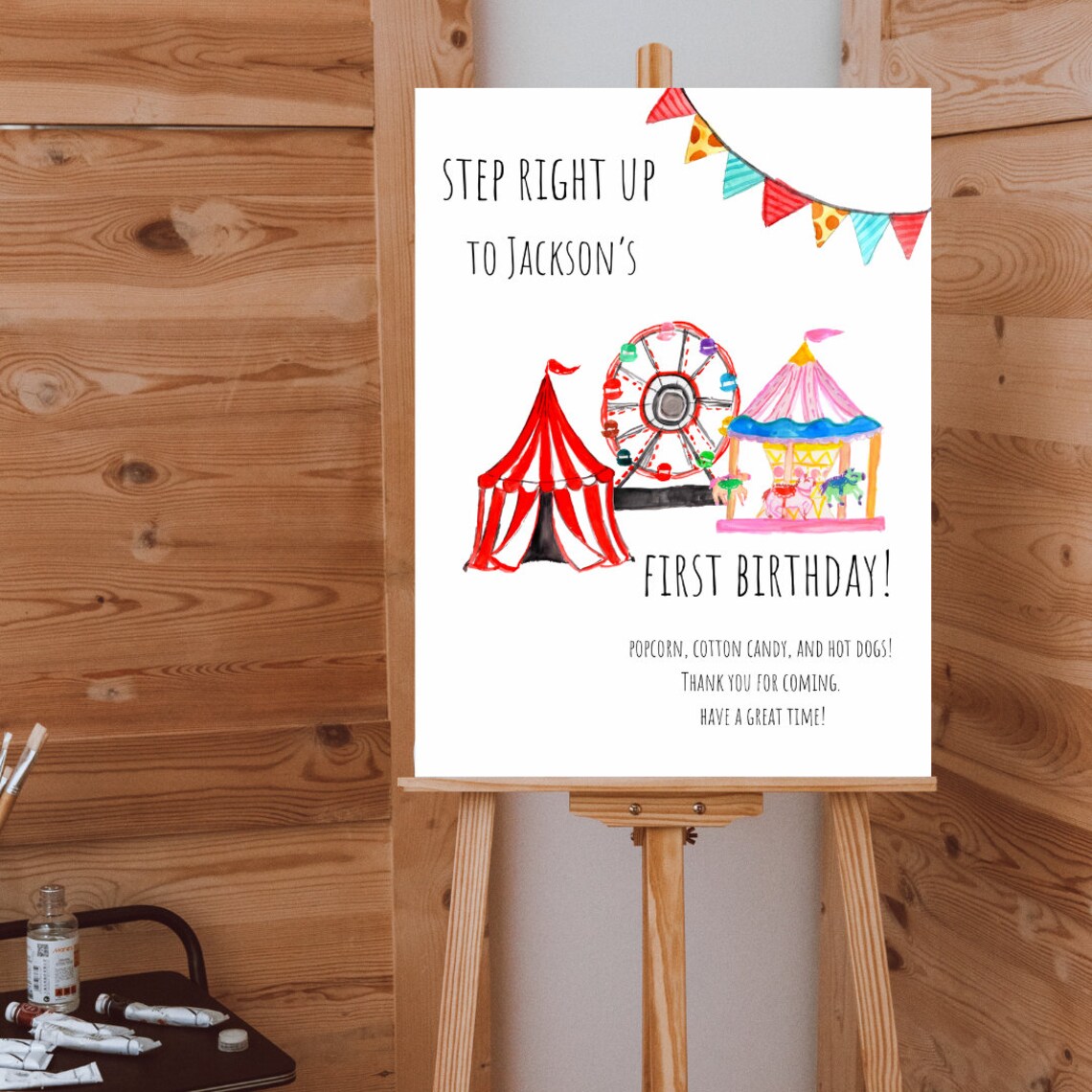 Circus Birthday Welcome Sign: Editable Carnival Party Decor (digital ...